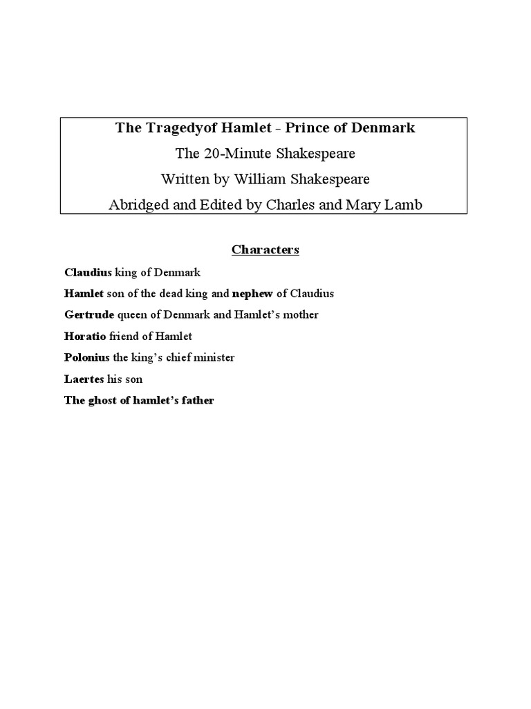 The Tragedy of Hamlet | PDF | Hamlet | Plays Based On European Myths ...