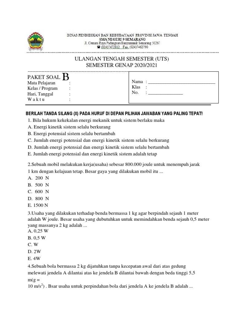 Soal PHB 2 USAHA ENERGI | PDF