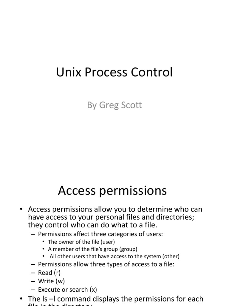 Controlling Processes in Unix: An Overview of Process Permissions, Background Execution ...