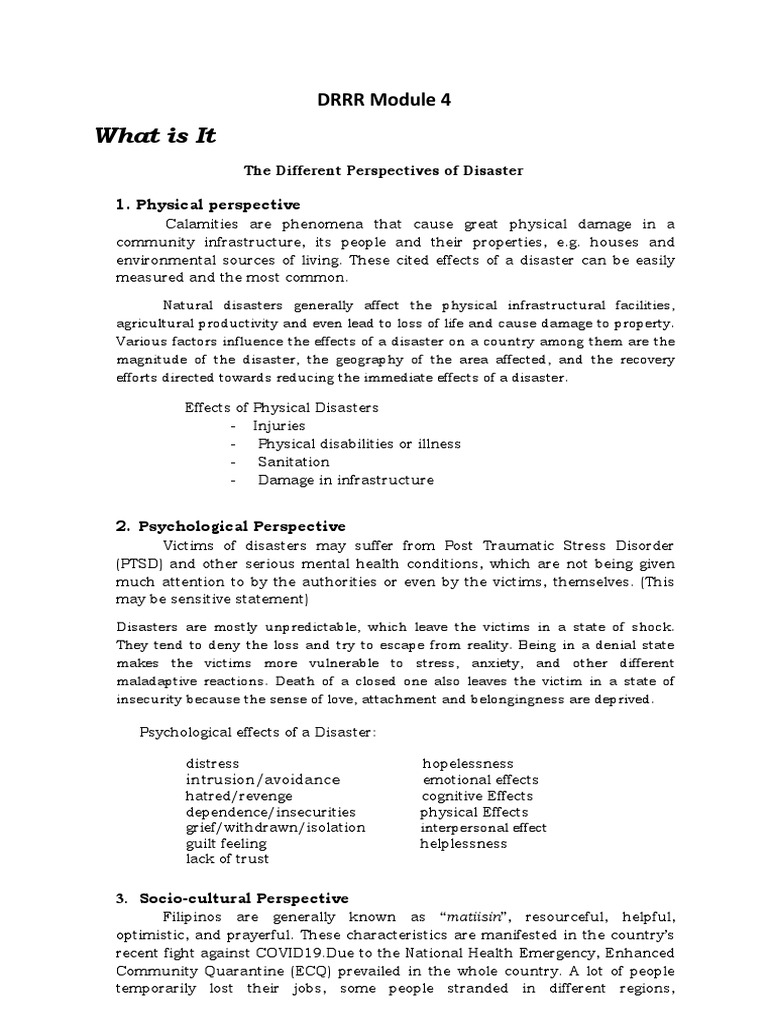 DRRR Module 4 5 | PDF | Hazards | Infection