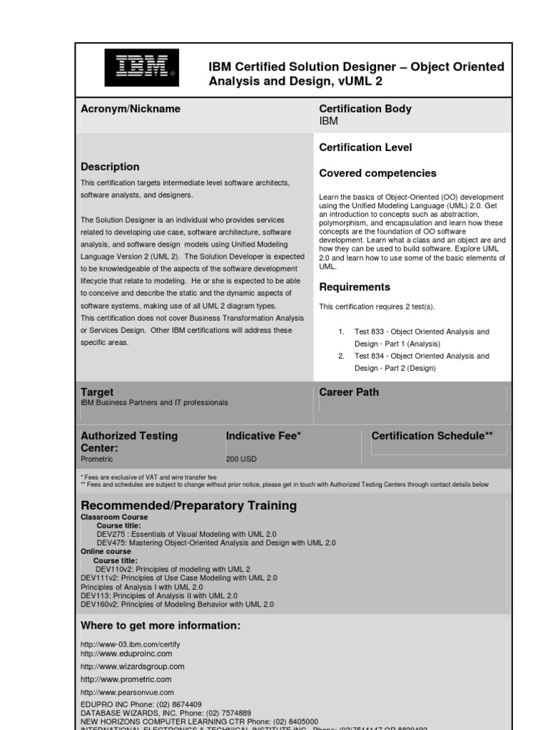 IBM Certified Solution Designer - OOAD vUML2 | PDF | Unified Modeling Language | Object Oriented ...