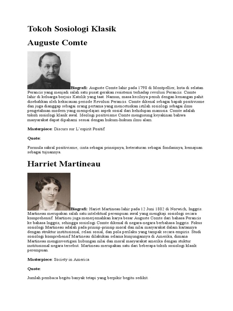 Tokoh Sosiologi Klasik | PDF