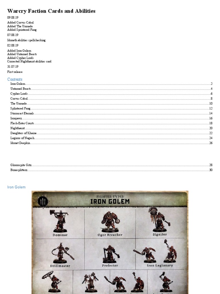 Warcry Faction Cards and Abilities | Download Free PDF | Fighter ...