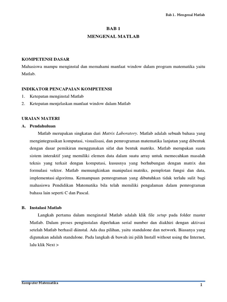 BAB 1 Mengenal Matlab | PDF