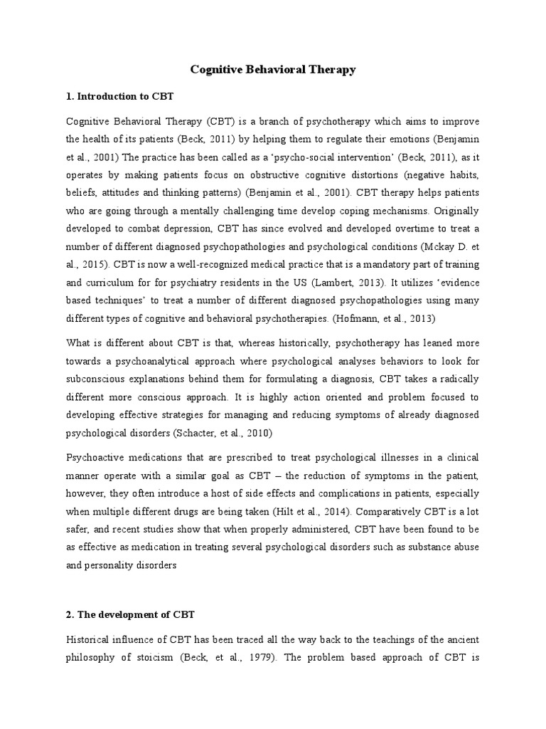 Cognitive Behavioral Therapy: 1. Introduction To CBT | PDF | Cognitive ...