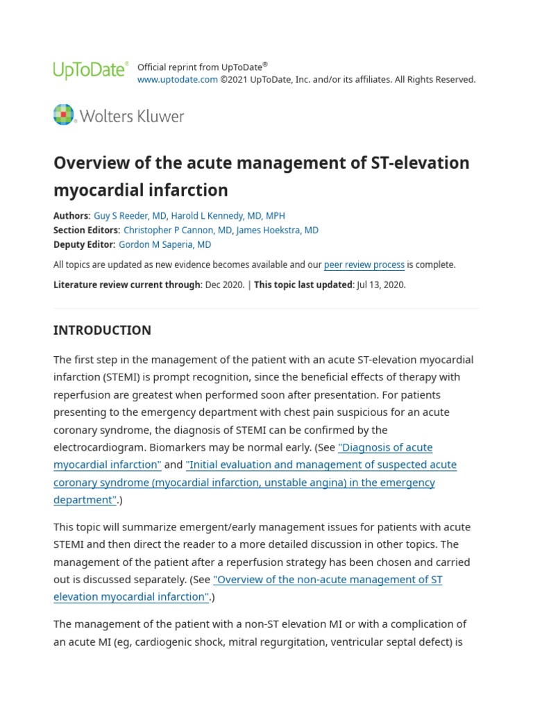 AMI Management | PDF | Percutaneous Coronary Intervention | Myocardial ...
