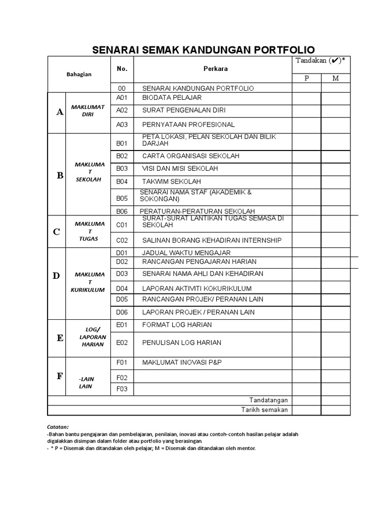 Senarai Semak Portfolio | PDF