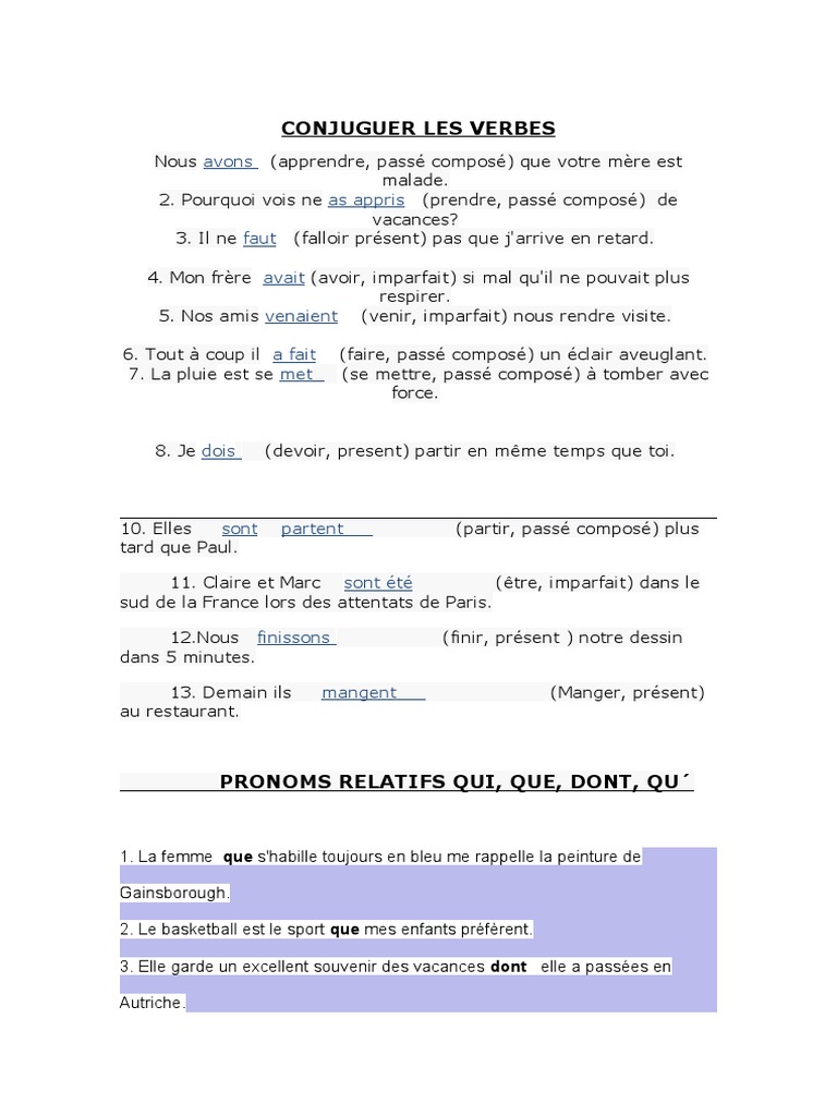 Conjuguer Les Verbes | PDF | Linguistique