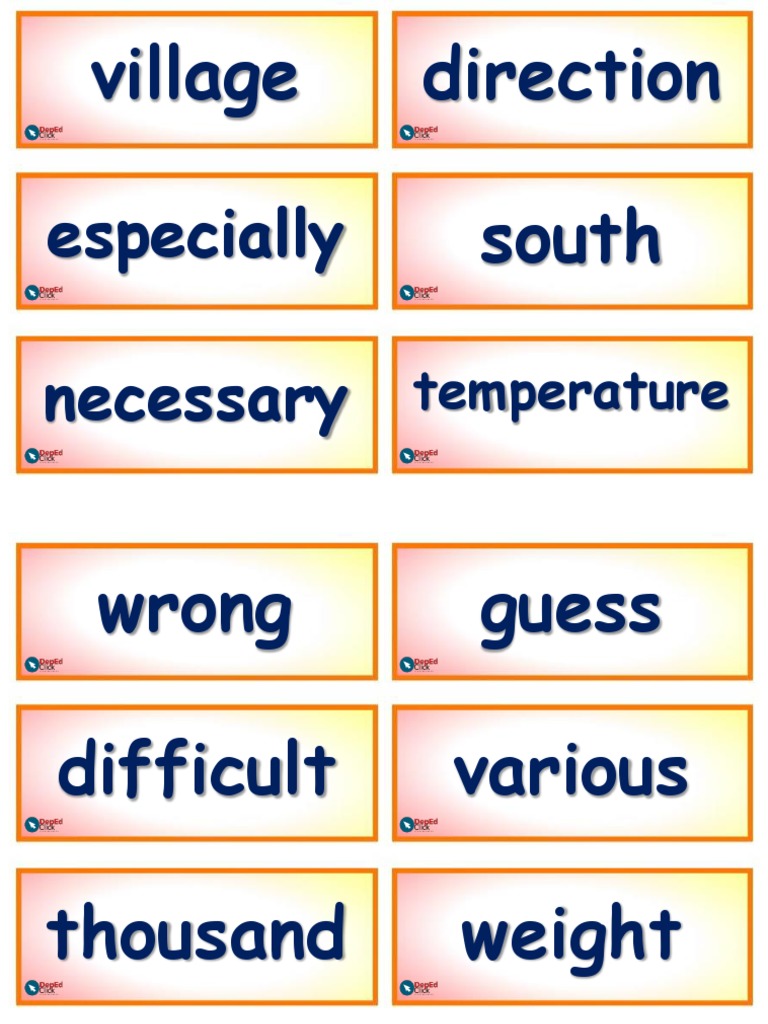 Reading Flashcards For Grade 6 | PDF