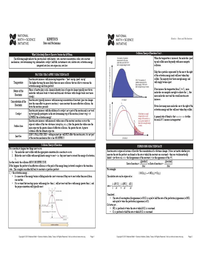 Ap Chem Unit 5 Review Packet | PDF | Reaction Rate | Chemical Kinetics
