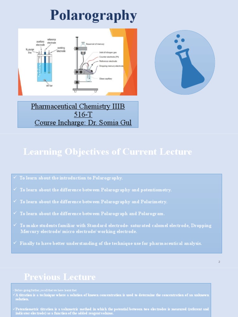 Polarography Lecture Slides I | PDF | Titration | Chemistry