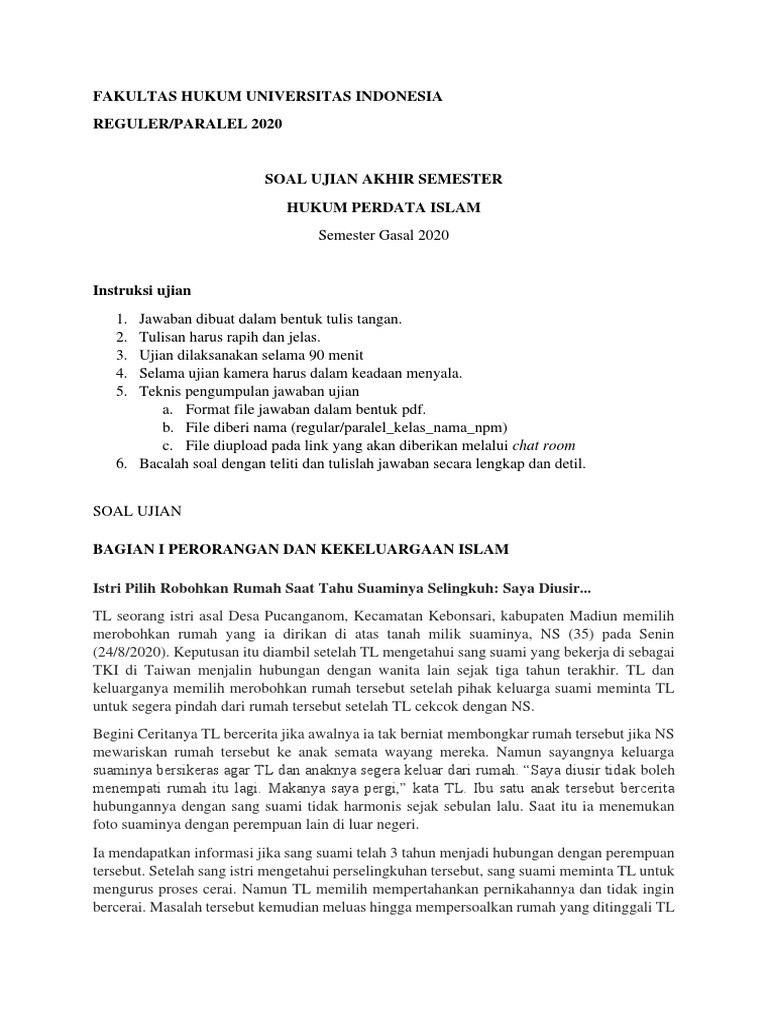 Uas Hukum Perdata Islam 2020 | PDF