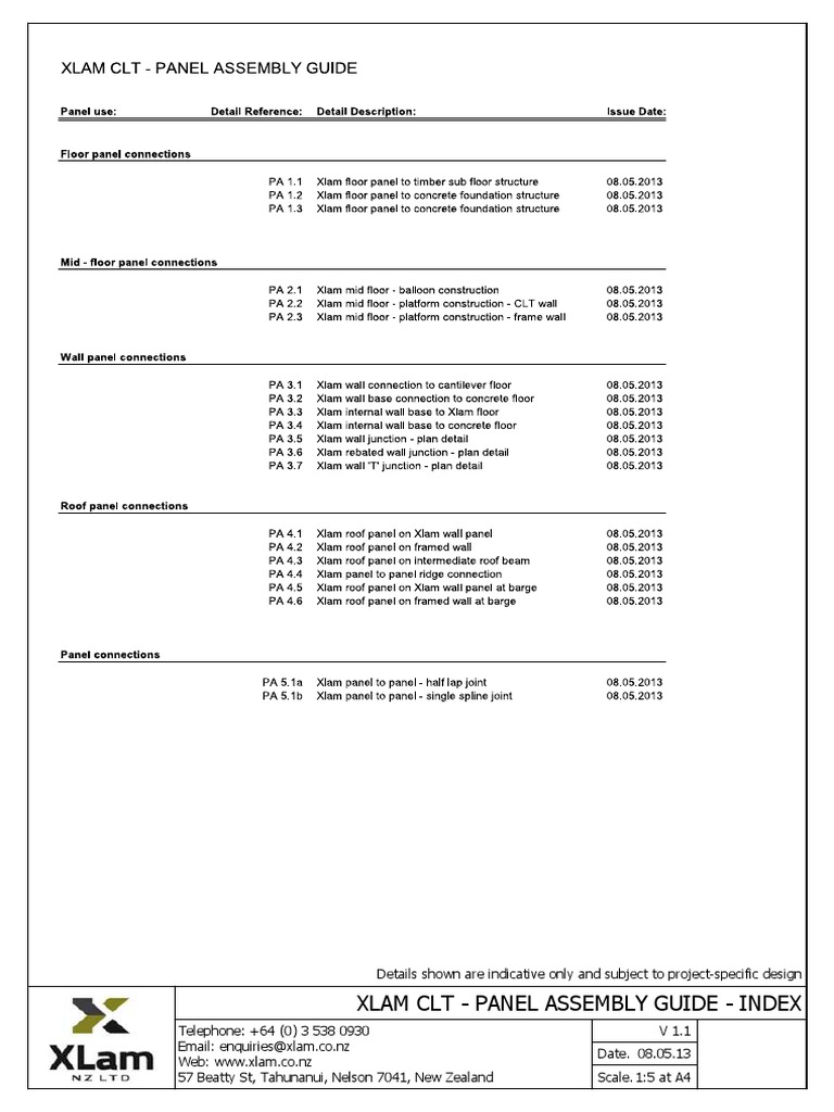 Xlam CLT - Panel Assembly Guide - Index: Details Shown Are Indicative ...