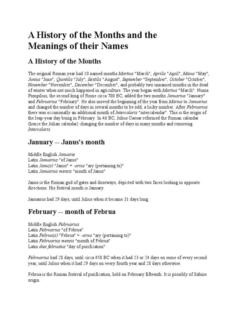 A History of The Months | PDF | Classical Antiquity | Ancient Rome