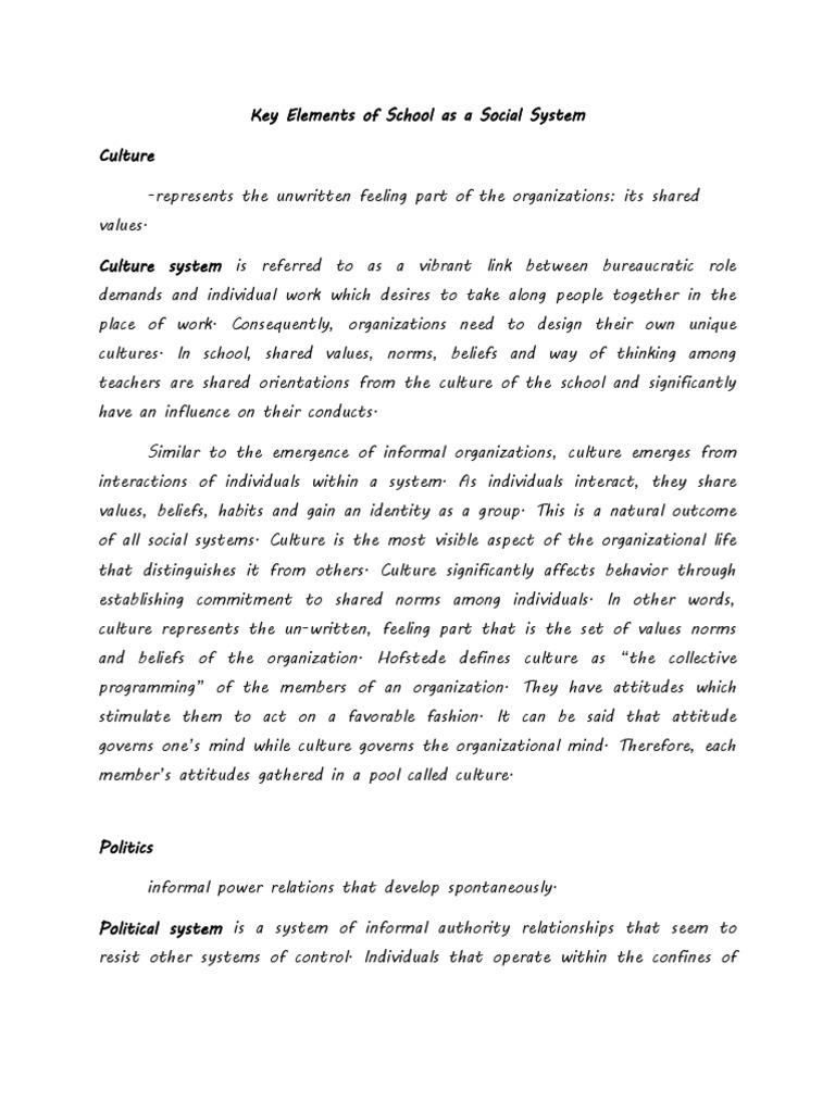 Key Elements of School As A Social System | PDF | Power (Social And ...