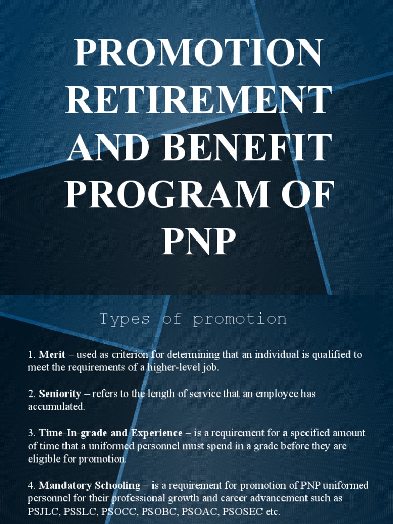 Promotion Retirement and Benefit Program of PNP | PDF | Sergeant ...