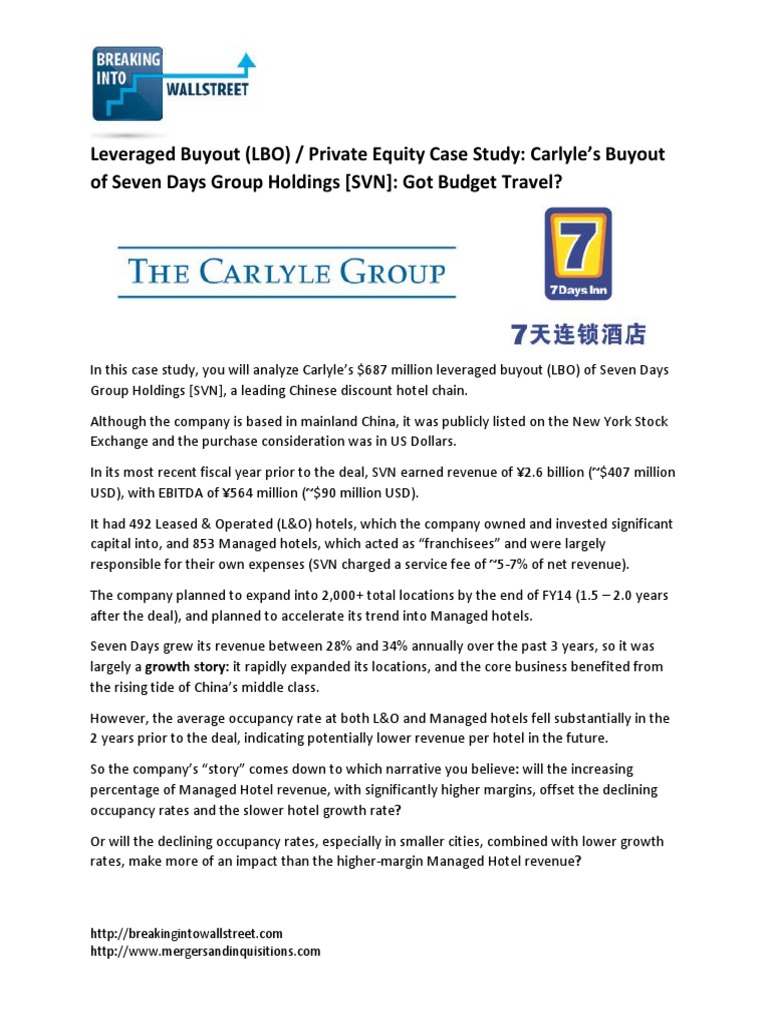 12 LBO Model Seven Days Case Study | PDF | Leveraged Buyout | Private ...