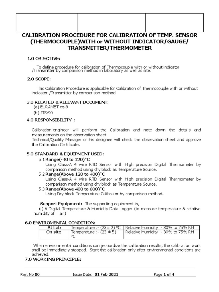Thermocouple Calibration Procedure | PDF | Thermocouple | Calibration