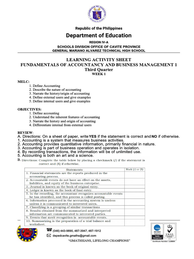 W1 4fabmactivity Sheet | PDF | Debits And Credits | Financial Statement
