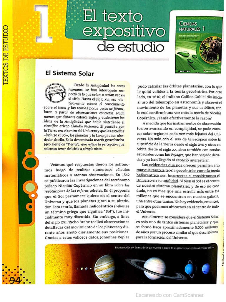 El Texto Expositivo. El Sistema Solar | PDF