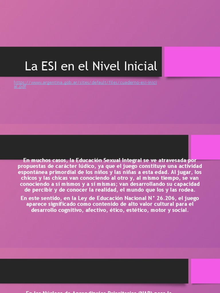ESI en el Nivel Inicial: Contenidos y Juegos | PDF | Educación sexual ...
