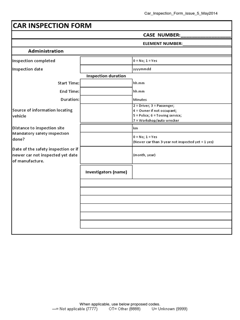 Car Inspection Form Guidelines | PDF | Tire | Seat Belt