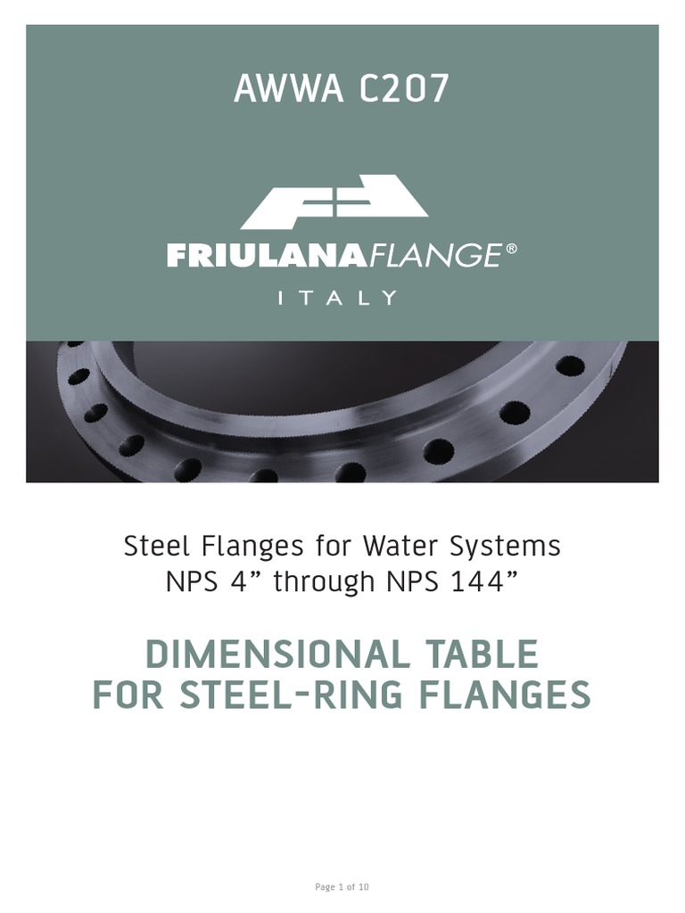 AWWA C207: Dimensional Table For Steel-Ring Flanges | Descargar gratis ...