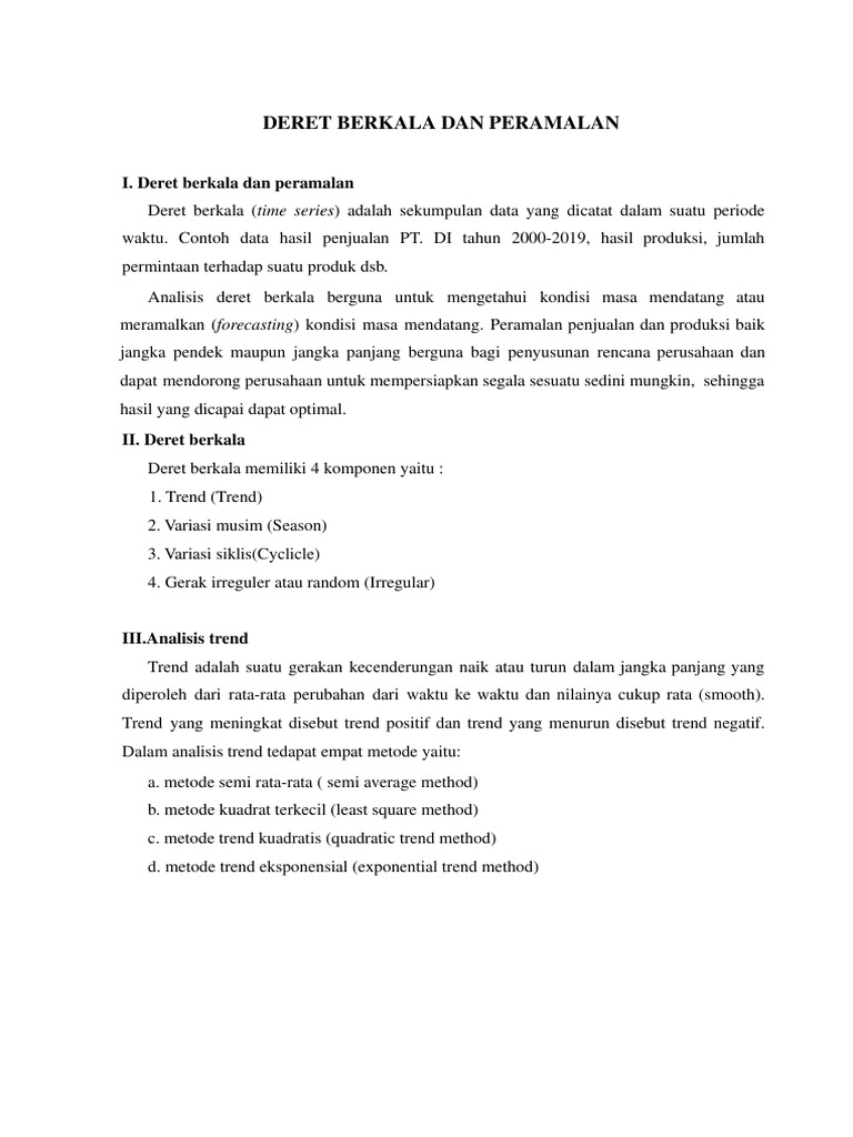 Deret Berkala dan Metode Peramalan | PDF