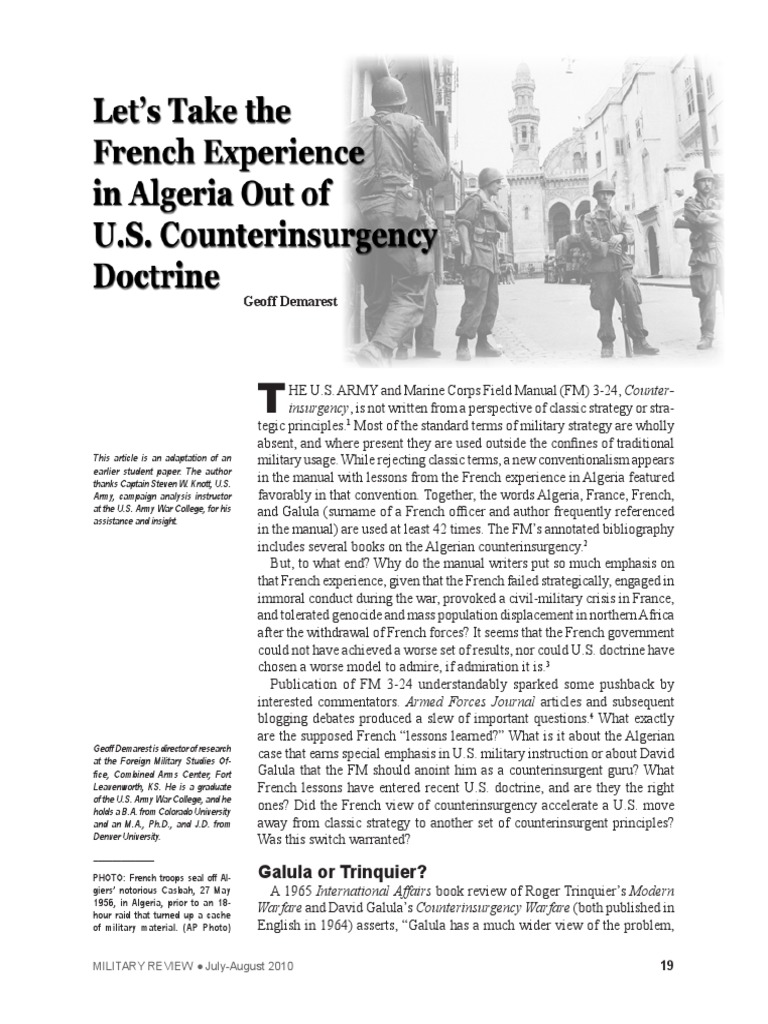 Galula vs. Trinquier | PDF | Counter Insurgency | Insurgency