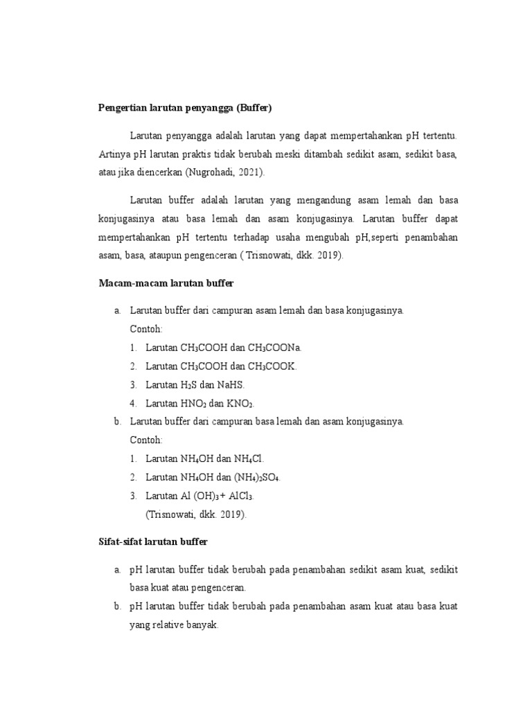 Larutan Penyangga (BUFFER) | PDF