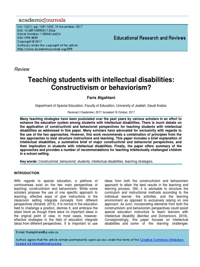 Teaching Students With Intellectual Disabilities | PDF | Constructivism ...