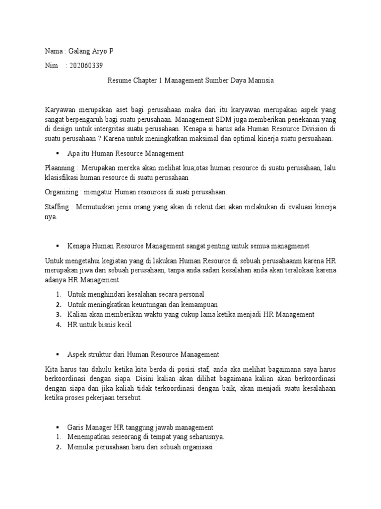 Resume Management SDM Chapter 1 | PDF