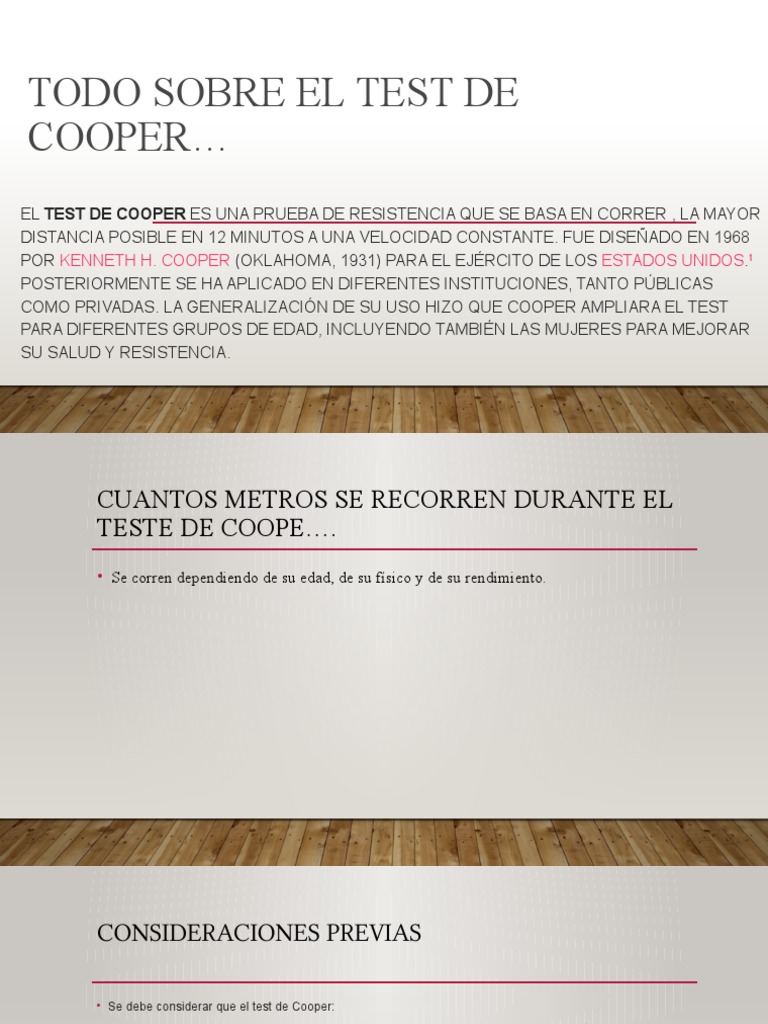 Todo Sobre El Test de Cooper Trabajo de Fisica | PDF | Medicina CLINICA ...