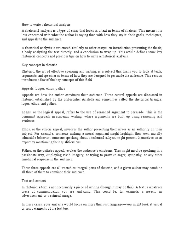 How To Write A Rhetorical Analysis | PDF | Rhetoric | Science