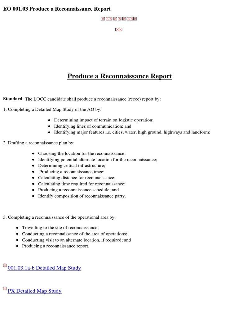 EO 001.03 Produce A Reconnaissance Report | PDF