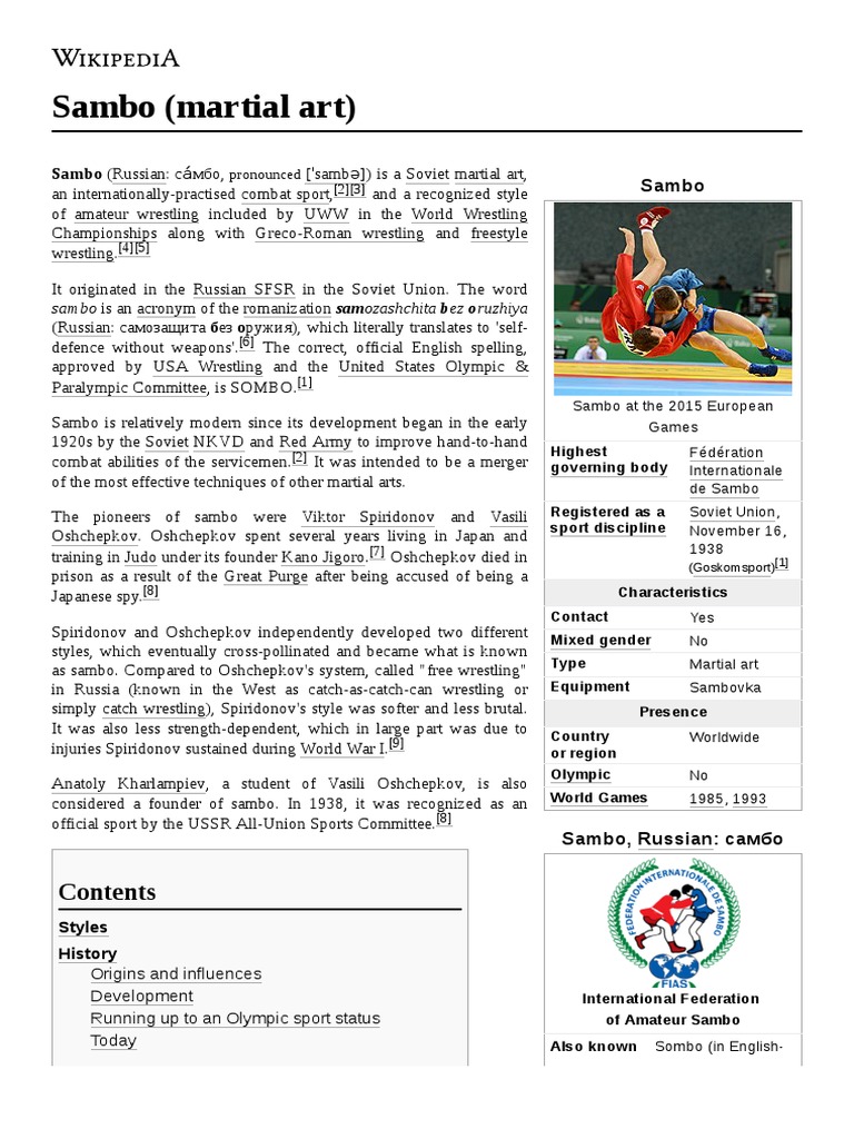 Sambo (Martial Art) | PDF | Combat Sports | Mixed Martial Arts