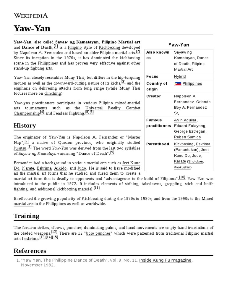 Yaw Yan | PDF | Philippines | Asian Martial Arts