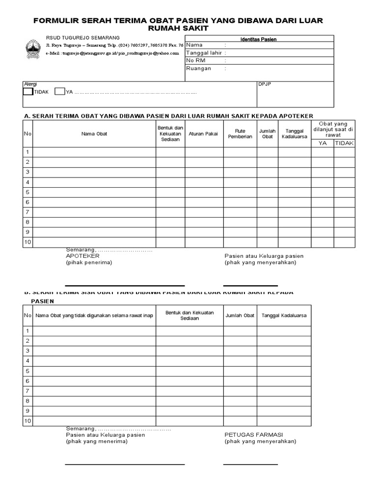 Formulir Obat Pulang Ranap | PDF