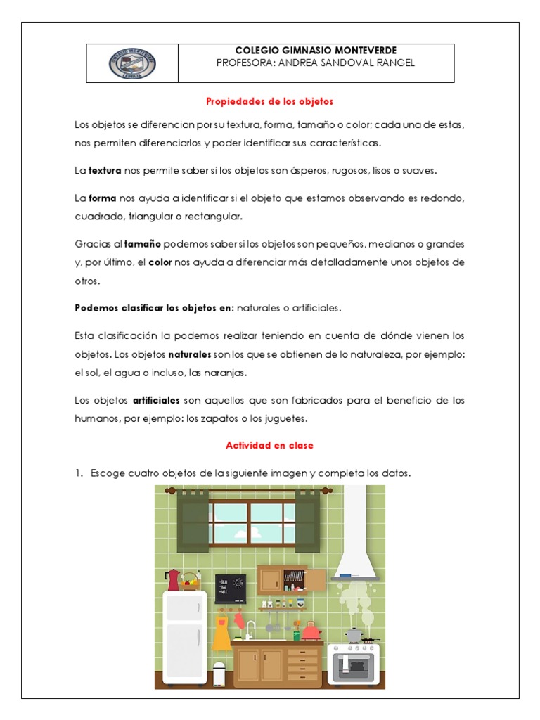 Los Objetos y Sus Propiedades | PDF | Hogar, jardinería y bricolaje