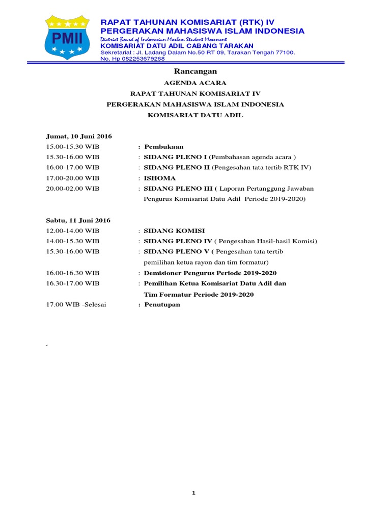 Draft RTK V Komisariat Datu Adil | PDF