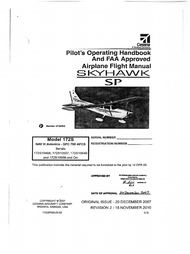 Cessna 172s Pilnas POH | PDF