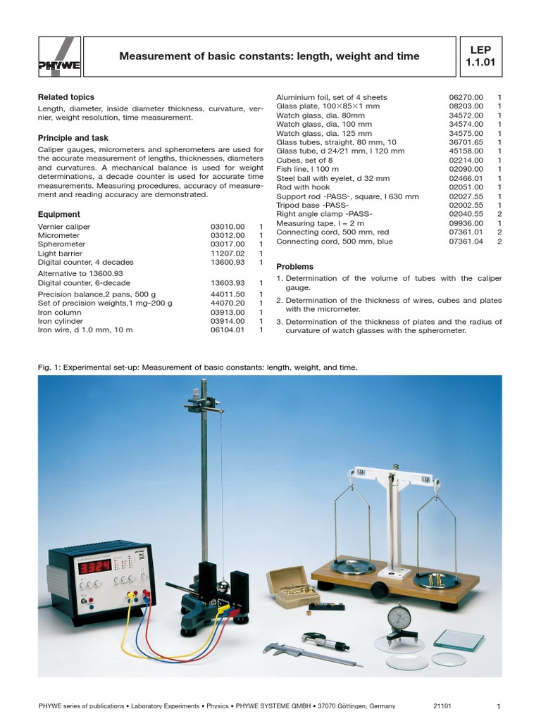Measurement of Basic Constants (Length, Weight & Time) | PDF ...