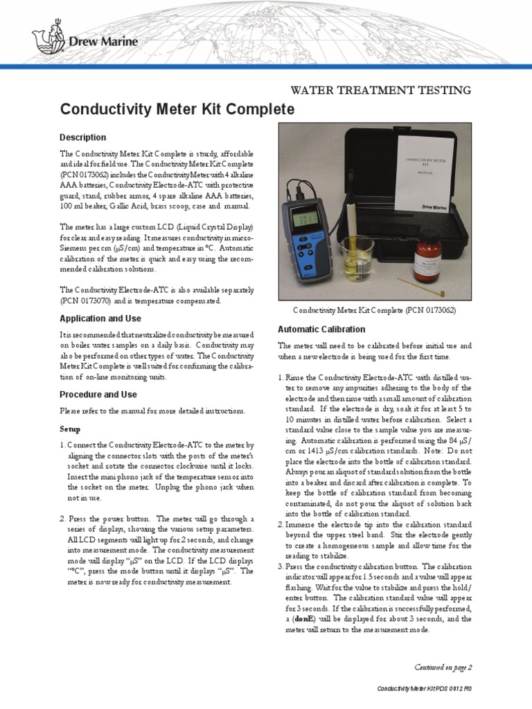 Conductivity Meter Kit Complete: Water Treatment Testing | PDF ...