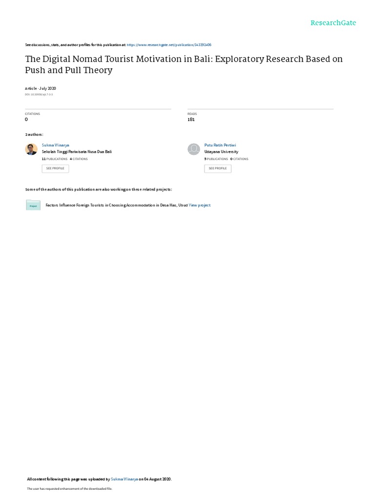 Push and Pull | PDF | Factor Analysis | Tourism