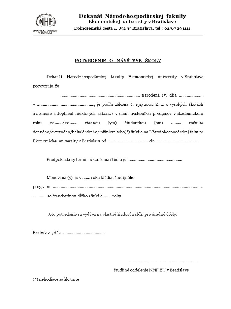 Potvrdenie o Navsteve Skoly | PDF