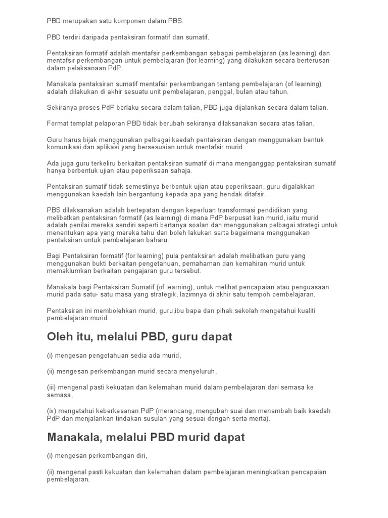 PBD Merupakan Satu Komponen Dalam PBS | PDF