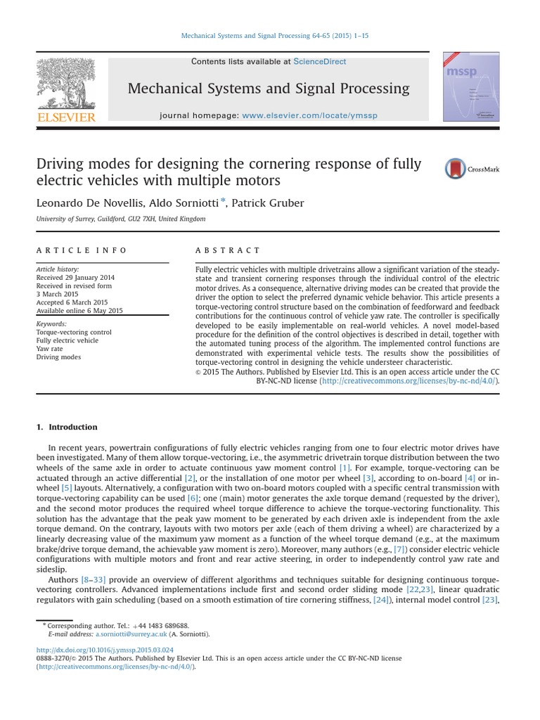 Driving Modes For Designing The Cornering Response of Fully Electric ...
