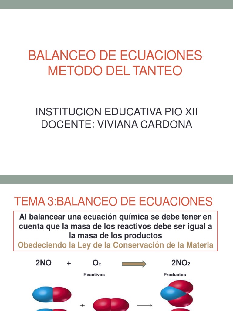 Balanceo Metodo Del Tanteo | PDF | Estequiometría | Reacciones químicas