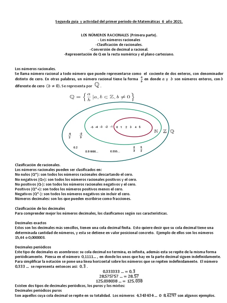 Guia de Numeros Racionales e Irracionales | PDF | Número racional | Números