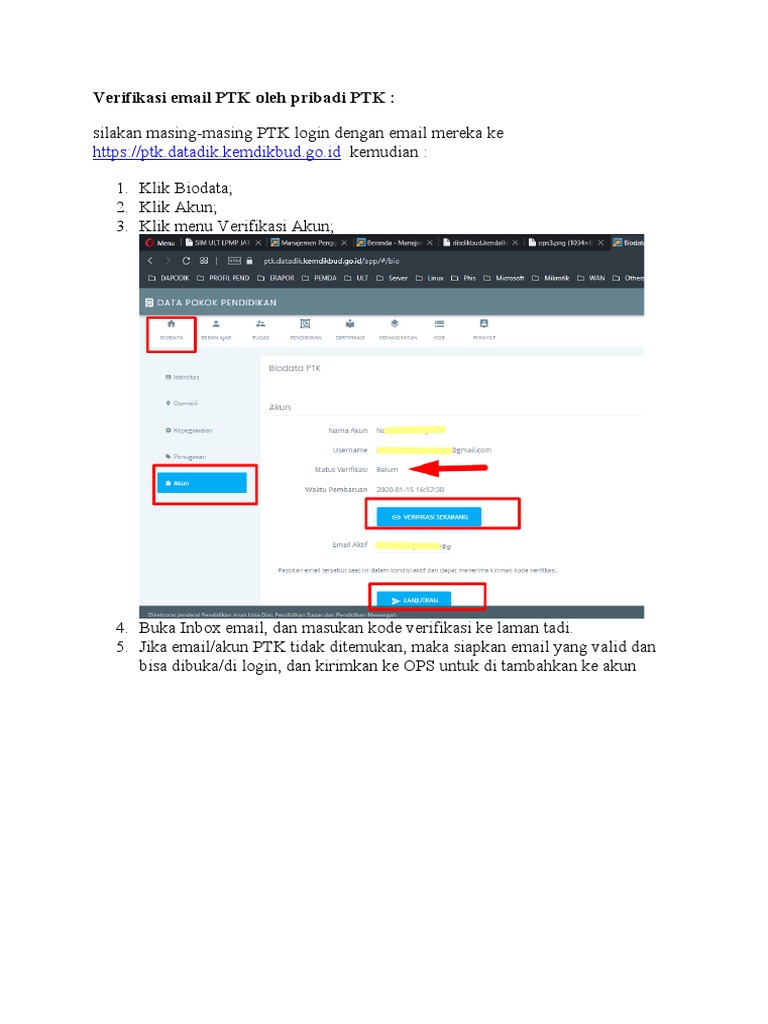 Verifikasi Email PTK Oleh Pribadi PTK | PDF